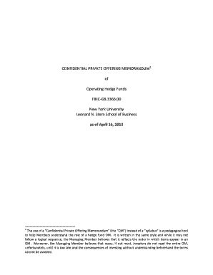 Offering Memorandum Sample Free Printable Documents