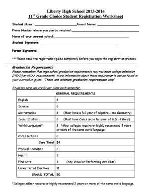 Fillable Online 13-14 11th grade choice registration form Fax Email ...