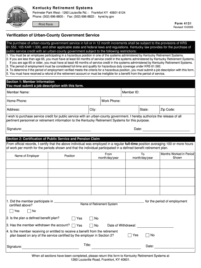 Fillable Online kyret ky Verification of Urban-County Government ...