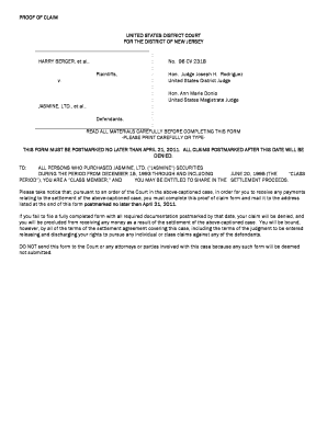 Fillable Online Proof of claim proof of claim united states district ...