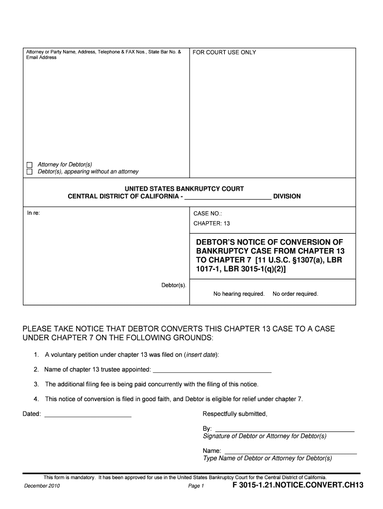 Fillable Online cacb uscourts F 3015-121noticeconvertch13 please take ...
