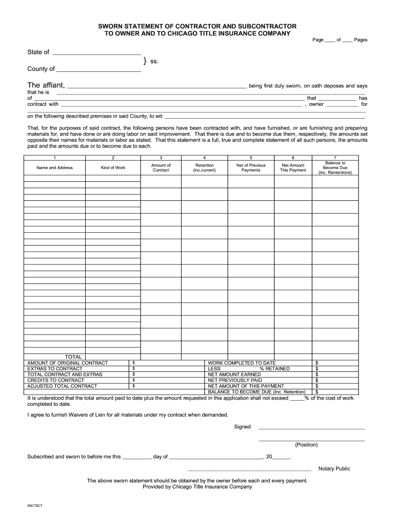 Contractors Sworn Statement Template Fill Online Printable Fillable 