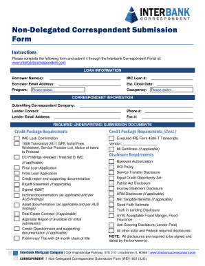 Fillable Online Non-Delegated Correspondent Submission Form - InterBank Fax Email Print - pdfFiller