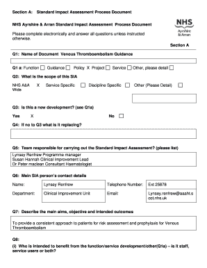Fillable Online Standard Impact Assessment form - NHS Ayrshire and ...