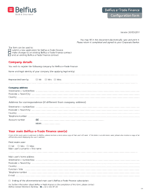 Fillable Online Belfius e-Trade Finance Configuration form Fax Email ...