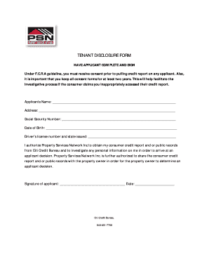 Fillable Online TENANT DISCLOSURE FORM Fax Email Print - pdfFiller