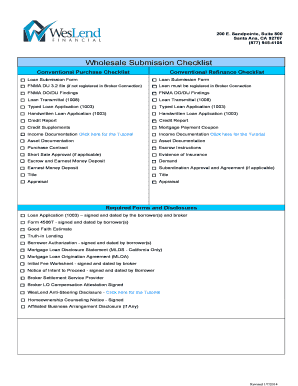 Fillable Online Wholesale Submission Checklist - Weslendwholesalecom Fax Email Print - pdfFiller