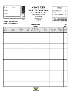 Fillable Online Change Form - Ohio Association of Realtors Fax Email ...
