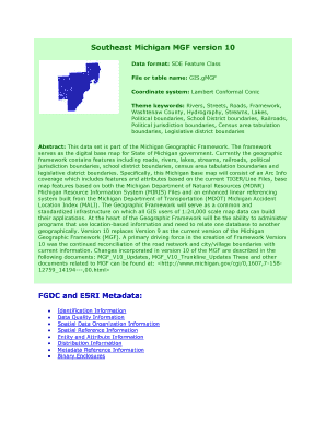 Fillable Online Southeast Michigan MGF version 10 FGDC and ESRI ...