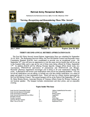 Fillable Online army Retired Army Personnel Bulletin Fax Email Print ...