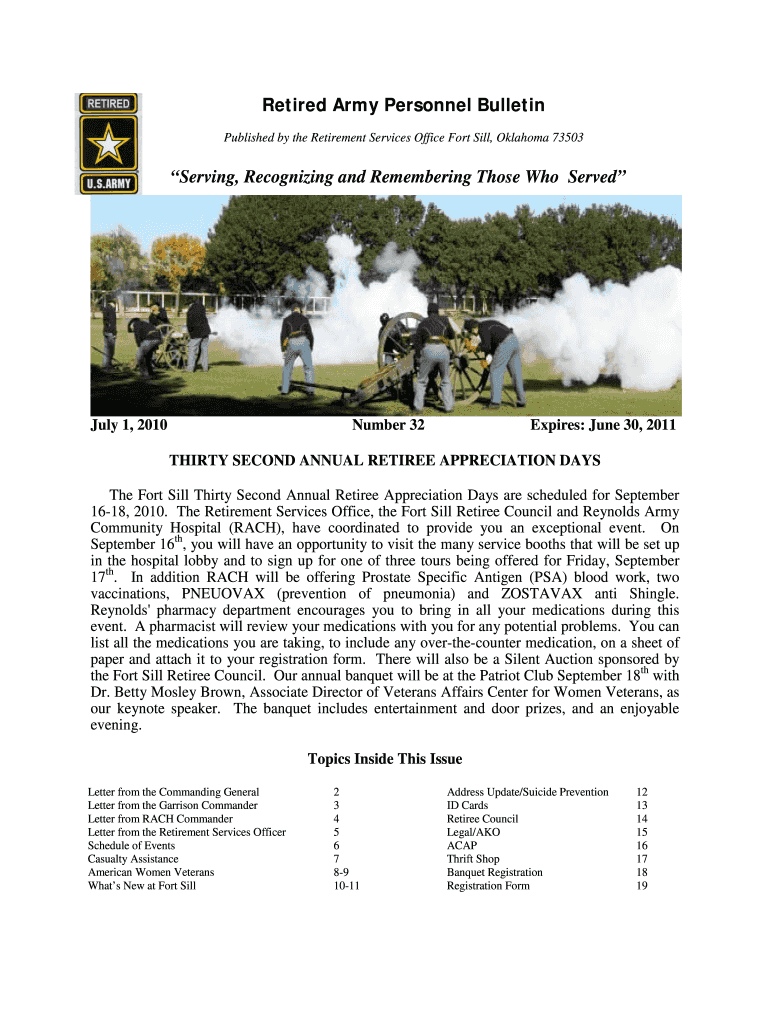 Fillable Online army Retired Army Personnel Bulletin Fax Email Print ...