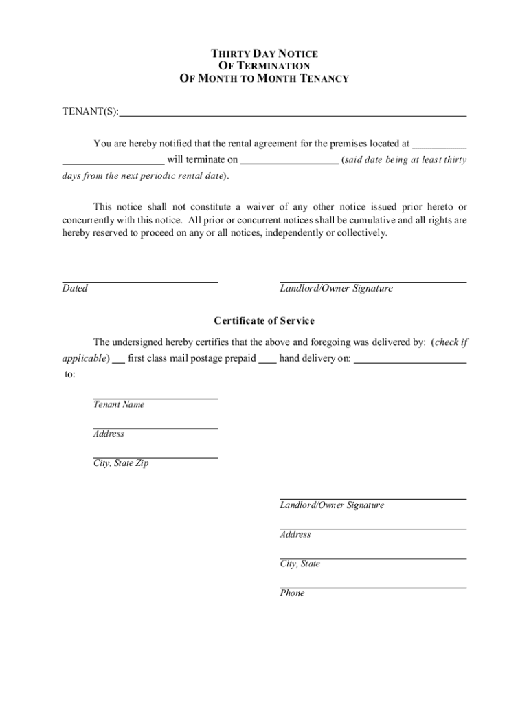 Fillable Online Eviction Basics for Landlords Part III: The 30 DayFree ...