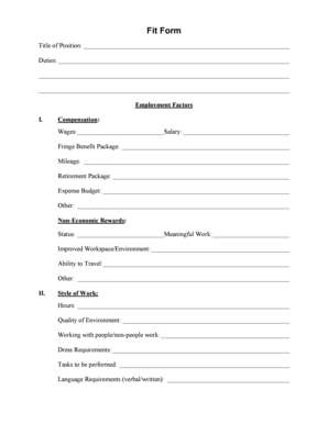 Fillable Online theprt pgcc Fit Form Title of Position: Duties ...