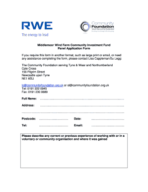 Fillable Online Middlemoor Wind Farm Community Investment Fund Panel ...