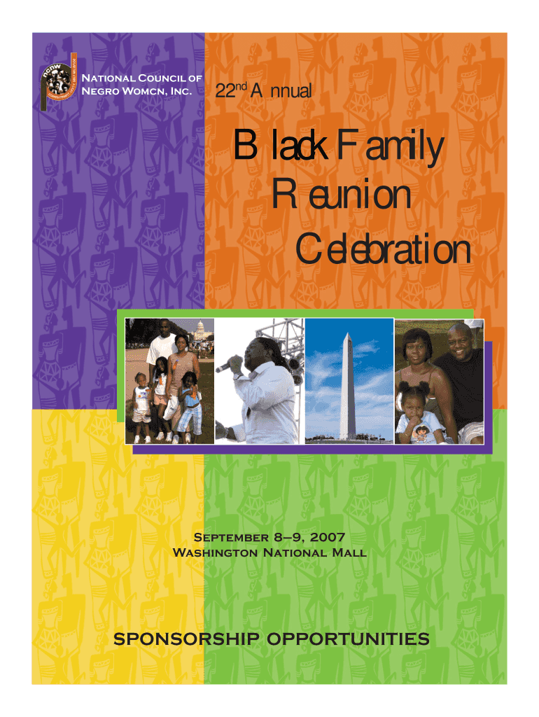 Fillable Online ncnw Black Family Reunion Celebration - National ...