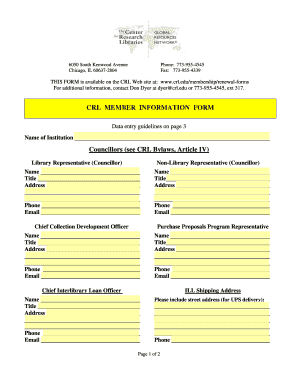 Fillable Online crl CRL MEMBER INFORMATION FORM Councillors - Center ...