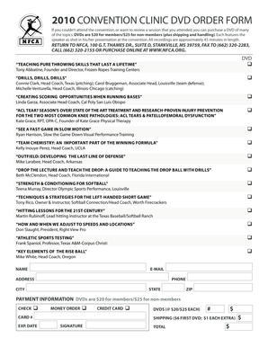 Fillable Online nfca 2010 CONVENTION CLINIC DVD ORDER FORM - nfca Fax ...