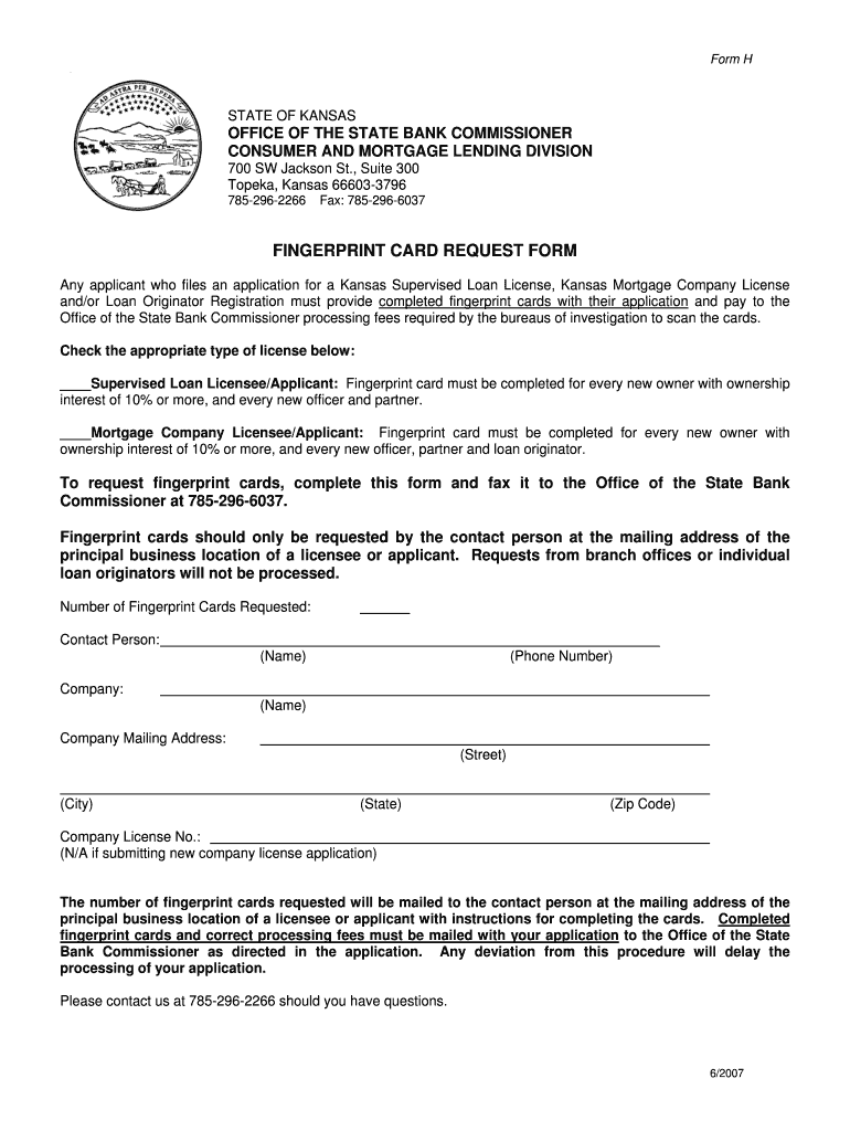 Fillable Online FINGERPRINT CARD REQUEST FORM Fax Email Print - pdfFiller