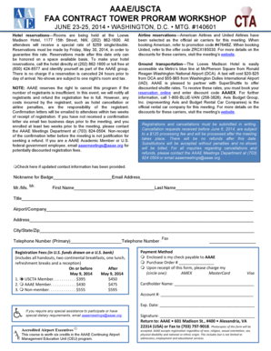 Fillable Online aaae FAA CONTRACT TOWER PRORAM WORKSHOP - aaae Fax ...