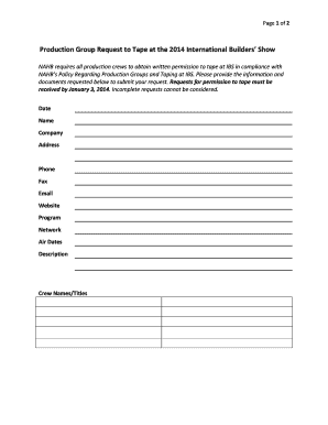 Fillable Online Production Company - Request to Record Form ...