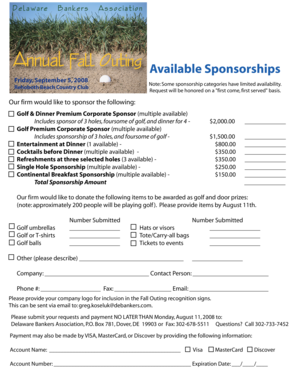 Fillable Online 2008 Fall Outing Sponsorship Form - The Delaware Bankers ... Fax Email Print ...