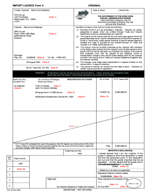Fillable Online IMPORT LICENCE Form 3ORIGINAL Fax Email Print - pdfFiller