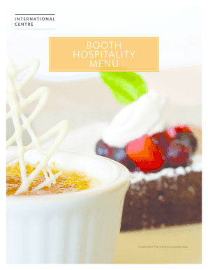 Fillable Online Booth hospitality Menu - Master Promotions Ltd Fax ...