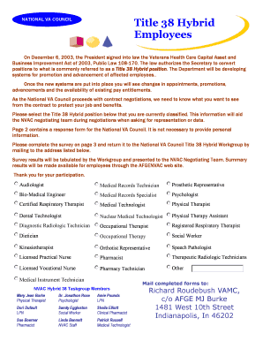 Fillable Online afge NATIONAL VA COUNCIL Title 38 Hybrid Employees ...