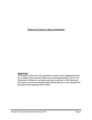 Fillable Online ic mmc TEMPLATE CLINICAL TRIAL AGREEMENT - Acute kliniek Fax Email Print - pdfFiller