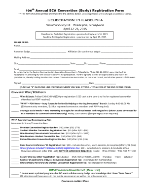 Fillable Online ecasite 106th Annual ECA Convention Early Registration ...