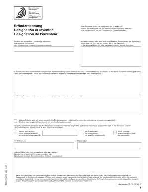 Fillable Online wsl-patent Er ndernennung Designation of inventor ...