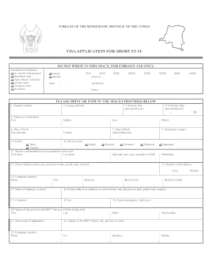 Fillable Online VISA APPLICATION FOR SHORT STAY - VISAS Y VIAJES Fax ...