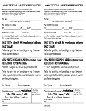 Fillable Online CONSTITUTIONAL AMENDMENT PETITION FORM - Personhood FL ...
