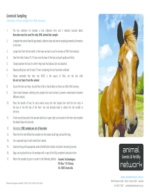 Fillable Online Livestock Sampling Collection of hair samples for DNA ...