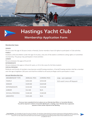 Fillable Online hastingsyachtclub org Membership Form - Hastings Yacht ...