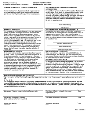 Fillable Online CONSENT FOR TREATMENT AND FINANCIAL AGREEMENT Fax Email ...