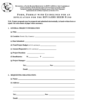Fillable Online ccc-caribe FORM ORMAT WITH GUIDELINES FOR AN APPLICATION FOR THE HIV - ccc ...