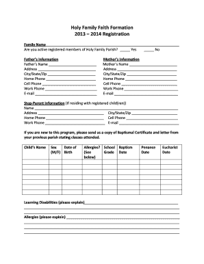 Fillable Online FF new family registration form 20132014.docx Fax Email Print - pdfFiller