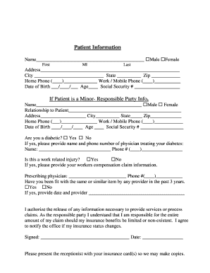 Fillable Online gulfcoastoandp Patient Information - Prosthetics Orthotics Pedorthics ...