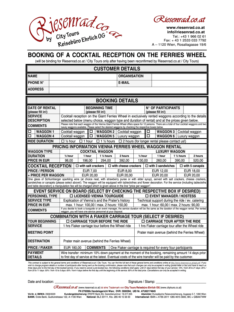 Fillable Online riesenrad co Vienna Giant Ferris Wheel cocktail ...