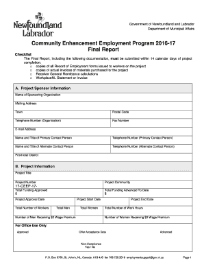 Fillable Online Government of Newfoundland and Labrador Department of ...
