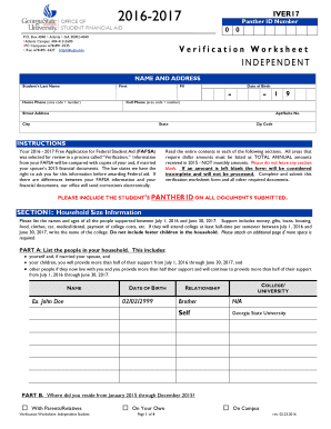 Fillable Online verification worksheet form and all other required ...