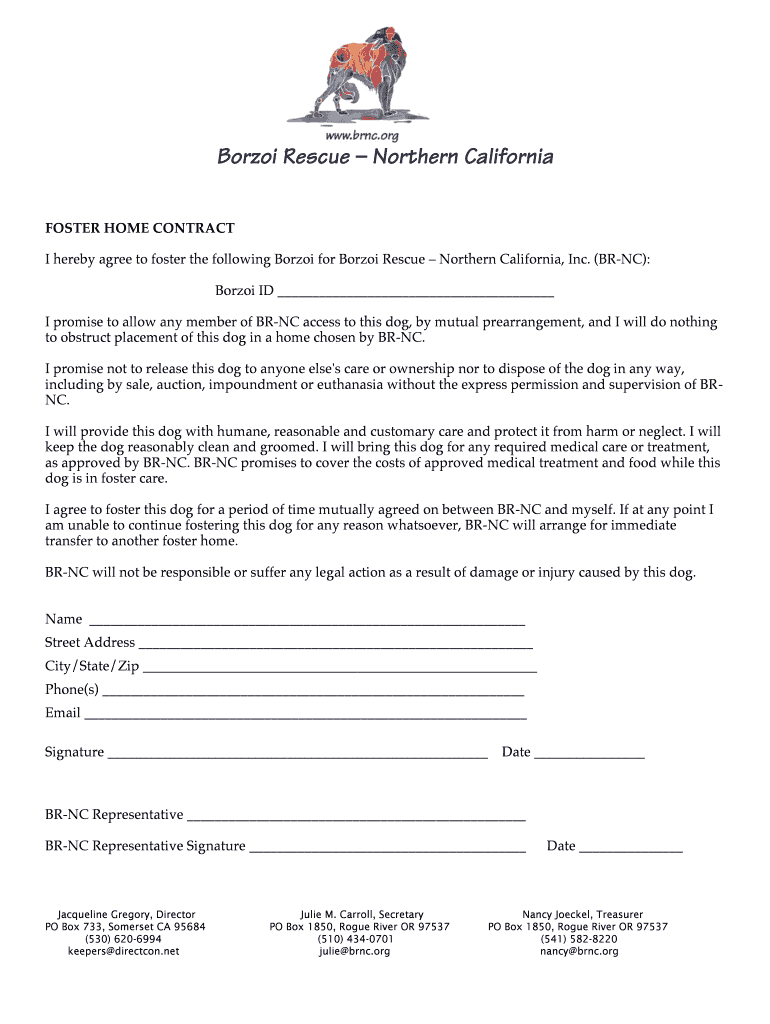 Fillable Online brnc FosterContractMasterdocx Fax Email Print - pdfFiller