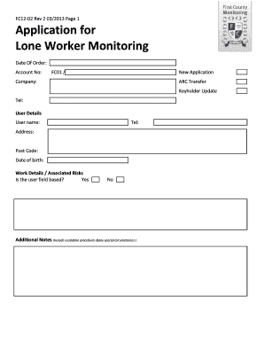 Fillable Online firstcountymonitoring co FC12-02 Rev 2 032013 Page 1 ...