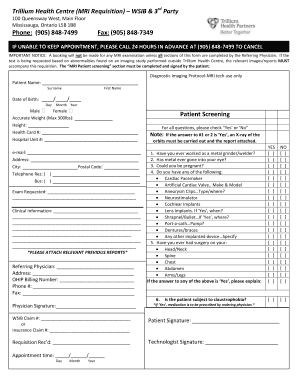 Trillium Mri Requisition - Fill Online, Printable, Fillable, Blank ...