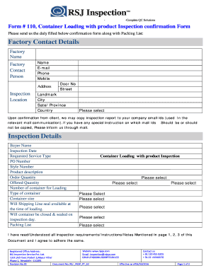 Fillable Online Form 110-Container Loading with product ... - RSJ ...