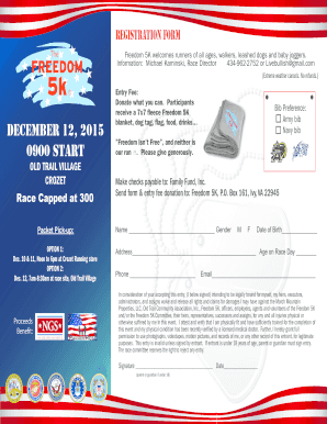 Fillable Online freedom5k 5k registration form 2015 p2 - freedom5k Fax ...