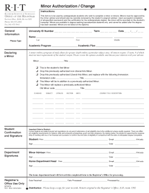 Fillable Online rit Minor Authorization / Change - Rochester Institute ...