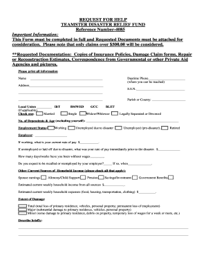 Fillable Online Request for Help form - Local 813 Teamsters Fax Email Print - pdfFiller