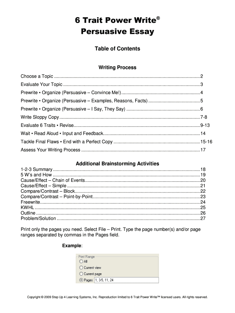 Fillable Online 6 trait power write persuasive essay.pdf Fax Email Print - pdfFiller